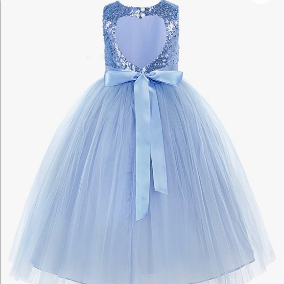 Dresses | Dusty Blue Heart Cutout Sequin Flower Girl Dress | Poshmark